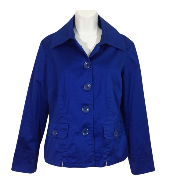 Chico's | Jackets & Coats | Chicos Royal Blue Buttonup Jacket | Poshmark